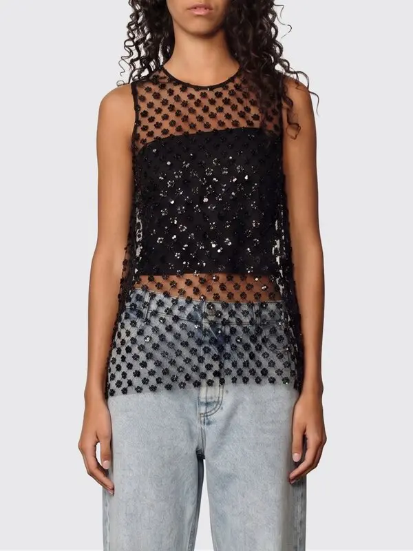 HERSKIND Sequin Embellished Tulle Top - Black