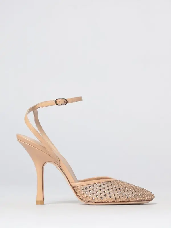 STUART WEITZMAN Embellished Ankle Strap Pumps - Gold