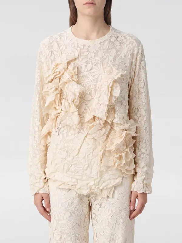Comme Des Garçons Lace Top With Ruffle Embellishments - Ivory