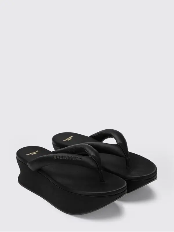 Balenciaga Satin Gaeta Wedge Flip Flops