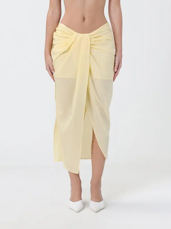 Jacquemus Draped Polyester Midi Skirt - Yellow