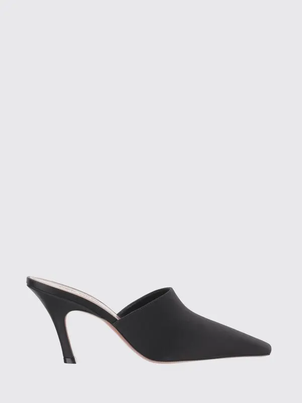 Amina Muaddi Jamie Silk Satin Mules - Black