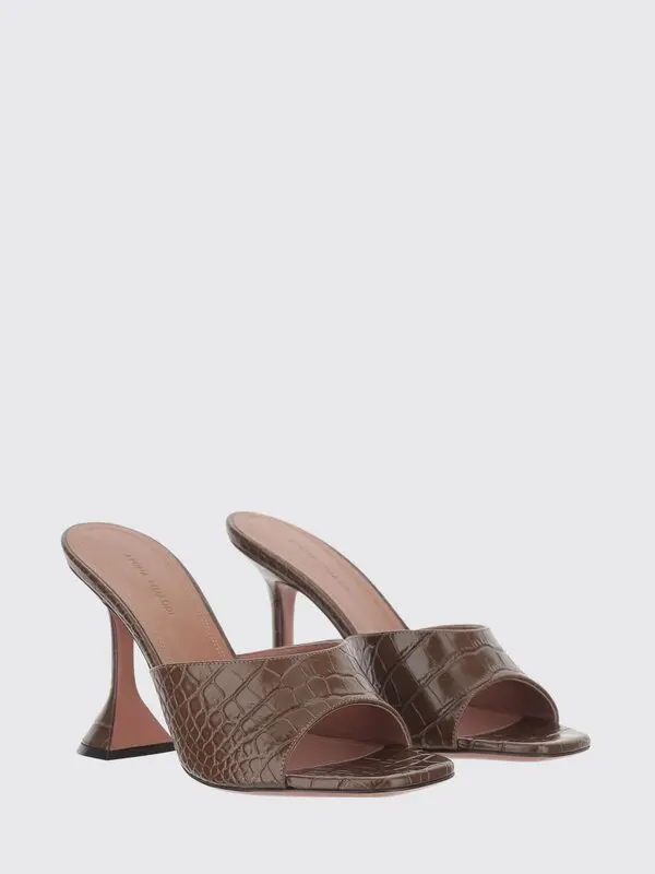 Amina Muaddi Lupita Croc-effect Leather Mules - Brown