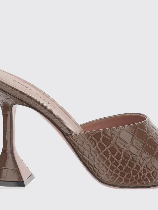 Amina Muaddi Lupita Croc-effect Leather Mules - Brown