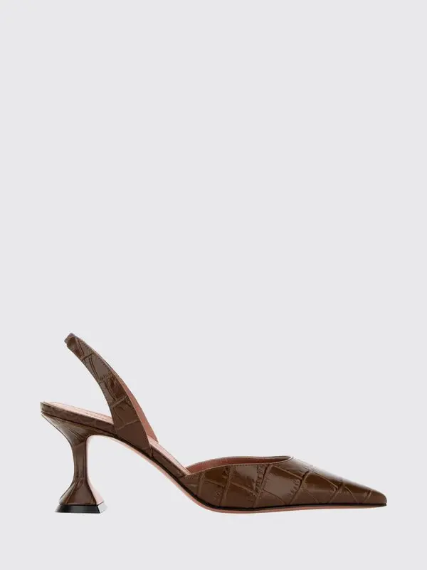 Amina Muaddi Holli Croc-effect Leather Slingback Pumps - Ivory