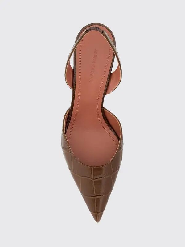 Amina Muaddi Holli Croc-effect Leather Slingback Pumps