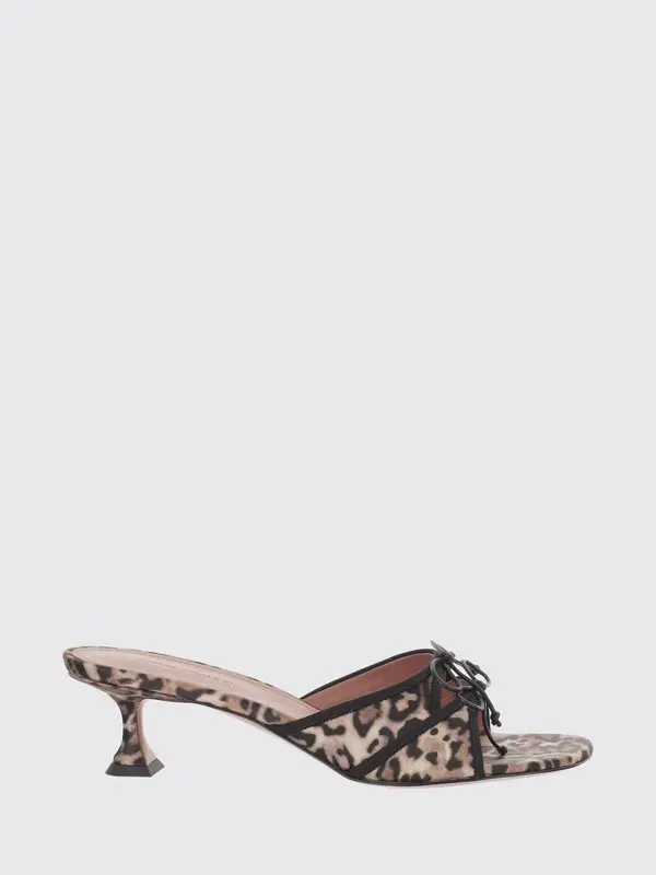 Amina Muaddi Leopard Print Heeled Mules - Red