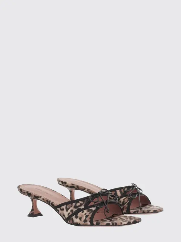 Amina Muaddi Leopard Print Heeled Mules - Red