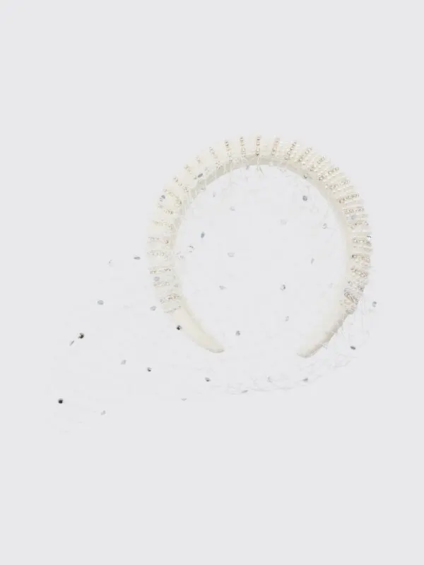 SELF-PORTRAIT Embellished Headband With Veil - White