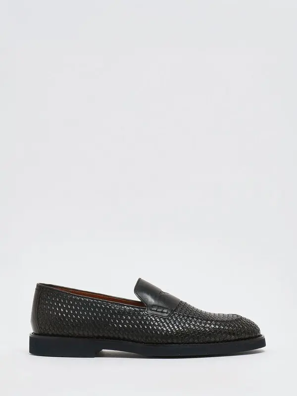 DOUCAL'S Penny Braided Leather Loafers - Blue