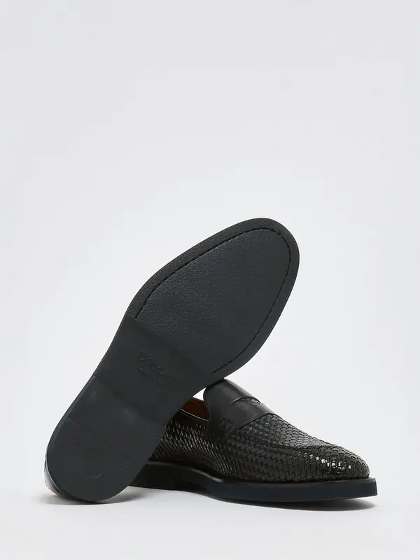 DOUCAL'S Penny Braided Leather Loafers - Blue