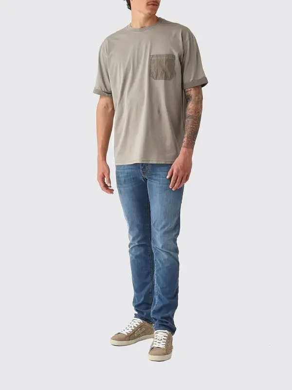 Premiata Cotton Crew Neck T-shirt With Patch Pocket - Grey