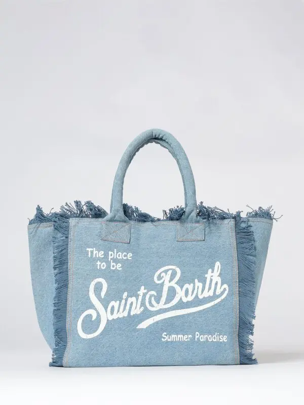 MC2 SAINT BARTH Shopper Bag With Fringe Detail - Blue 2