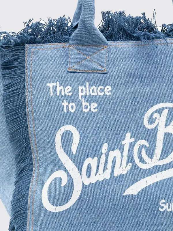 MC2 SAINT BARTH Tote Bag With Fringe Detail - Denim