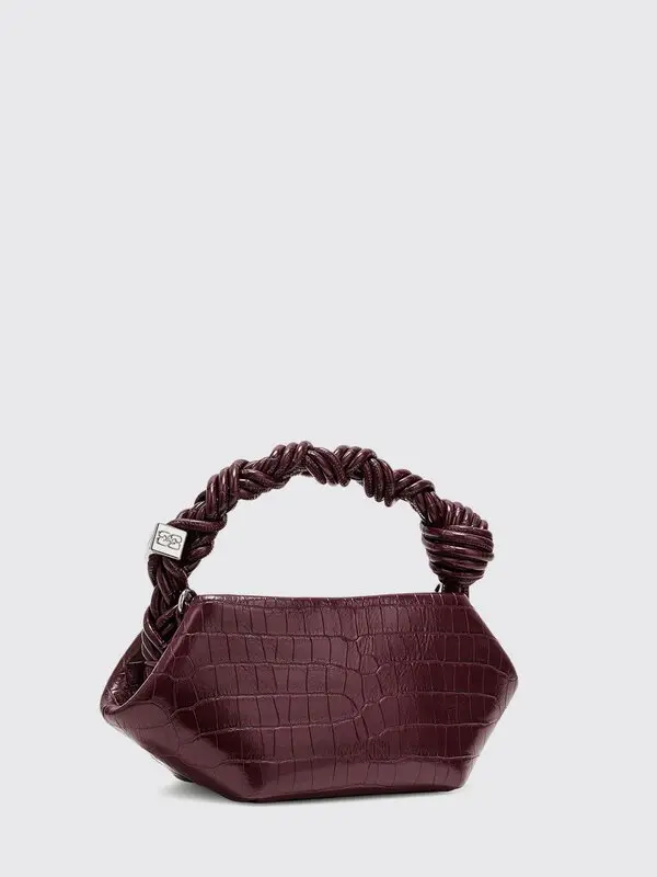 GANNI Croc Effect Handbag With Twisted Top Handle