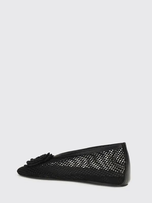 GANNI Jenny Perforated Technical Fabric Ballet Flats With Flower Appliqu