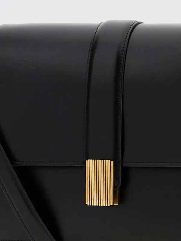 Khaite Blake Smooth Calfskin Leather Crossbody Bag With Flap - Black