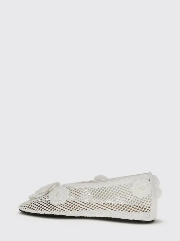 GANNI Jenny Perforated Viscose Ballet Flats With Floral Appliqu