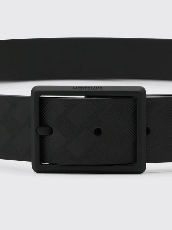 Montblanc Reversible Embossed Leather Belt With Engraved Pin Buckle - Grey
