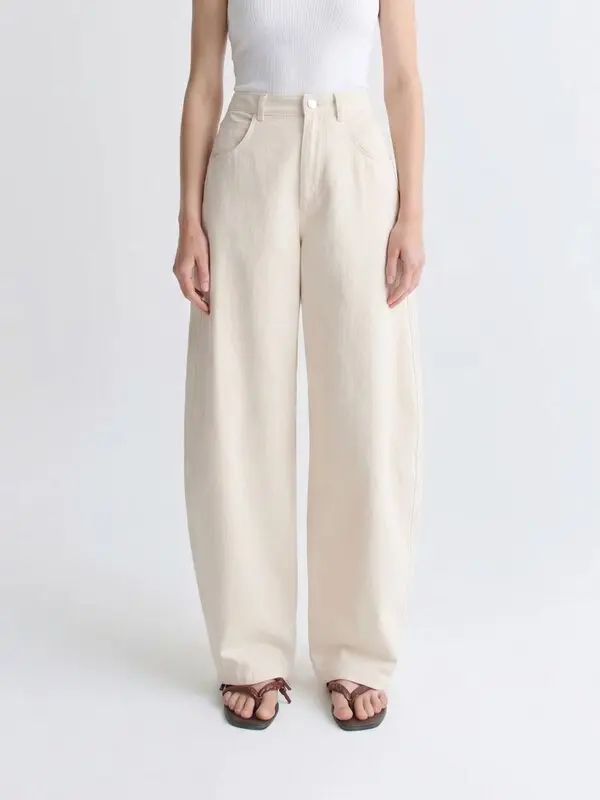 Séfr Twill Wide-leg Trousers - Ecru
