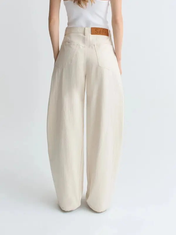 Séfr Twill Wide-leg Trousers - Ecru