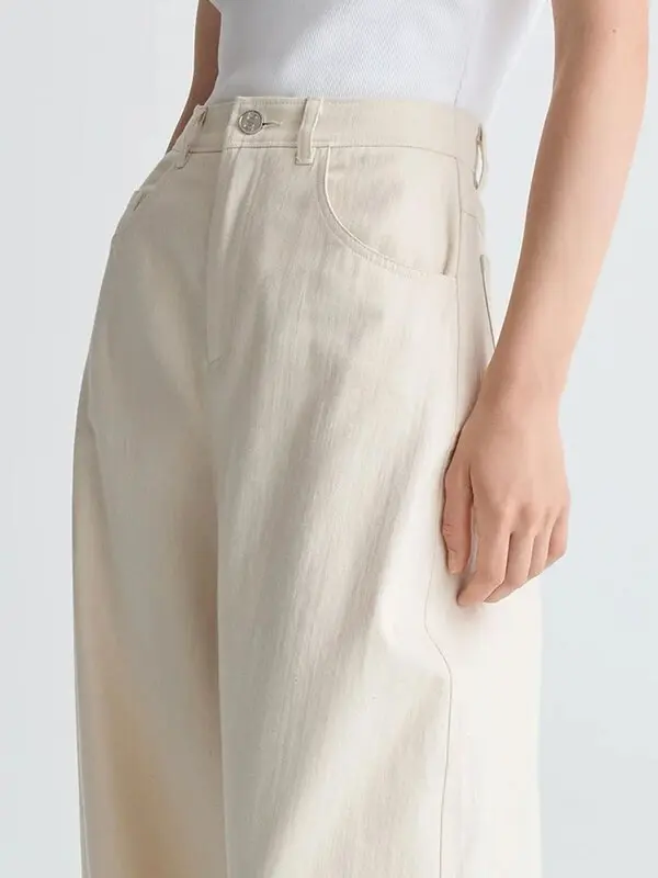 Séfr Twill Wide-leg Trousers - Ecru