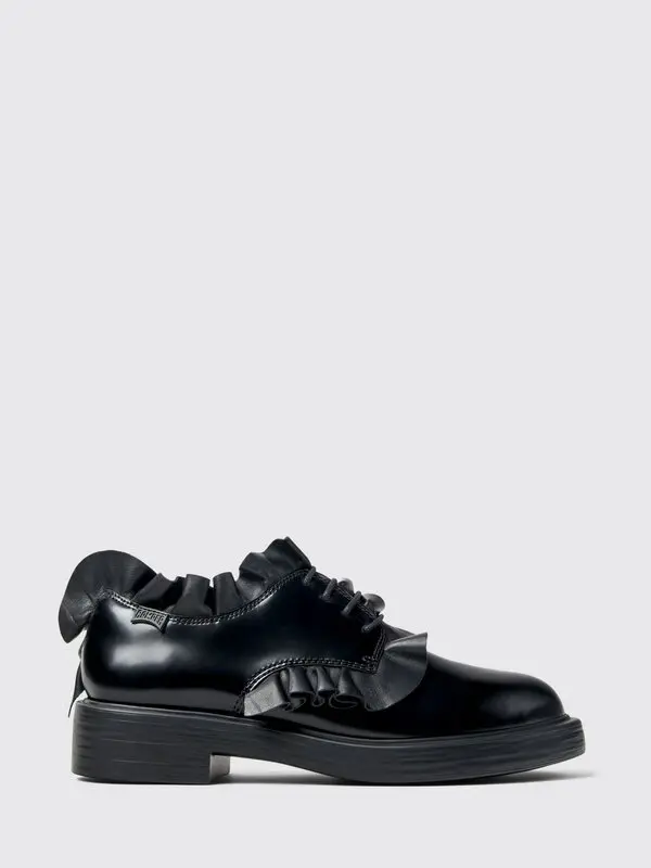 Camper Leather Oxford Shoes With Ruffle Detailing