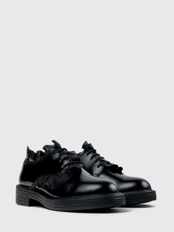 Camper Leather Oxford Shoes With Ruffle Detailing
