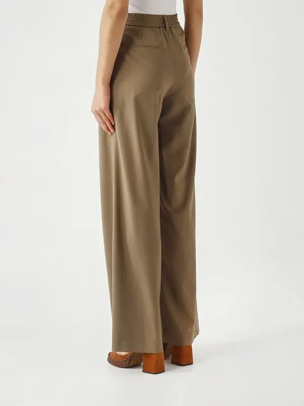 PT TORINO Virgin Wool Palazzo Trousers - Military