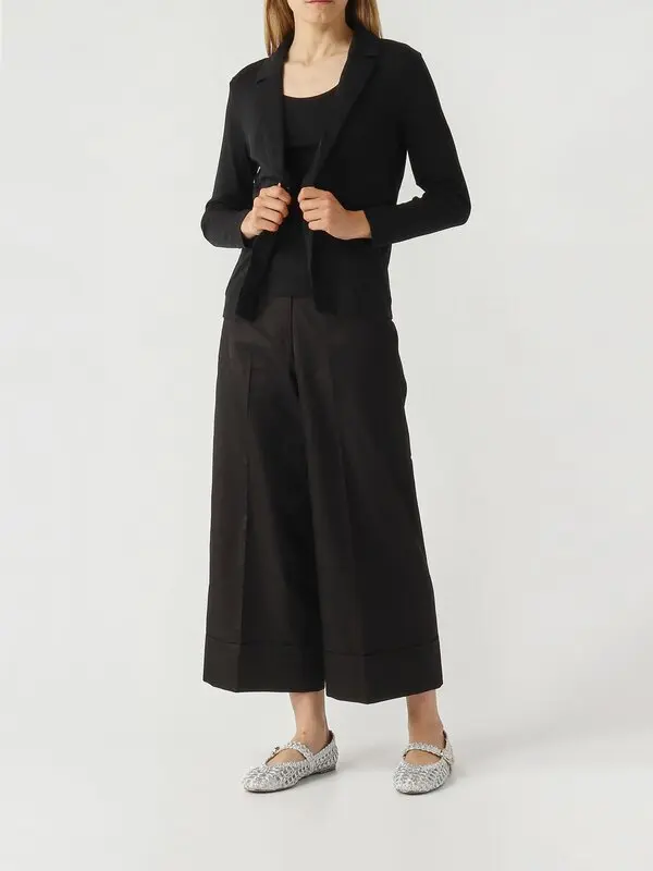 PT TORINO Cotton Blend Cropped Trousers - Black