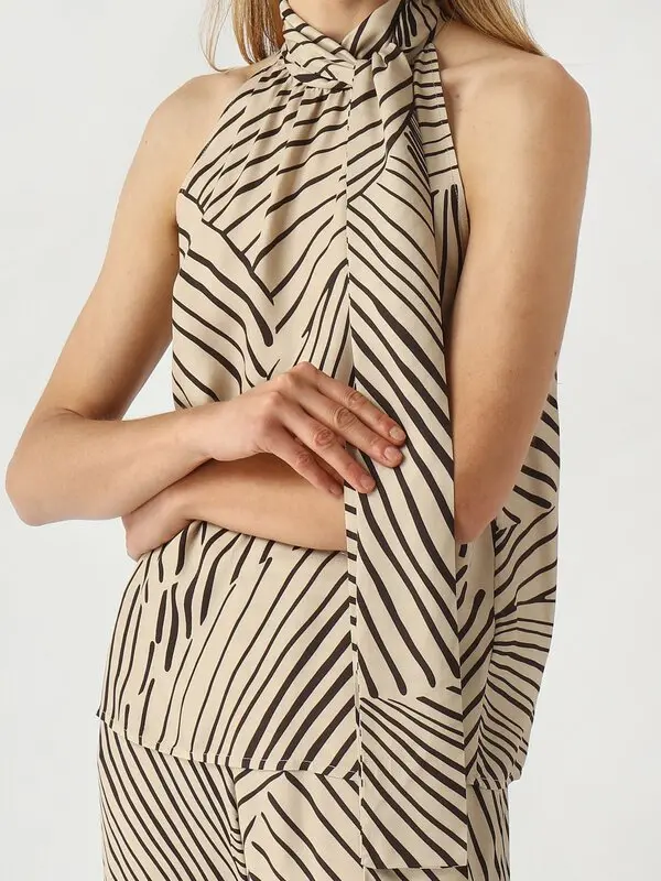 PT TORINO Halter Neck Sleeveless Top With Pussybow Collar
