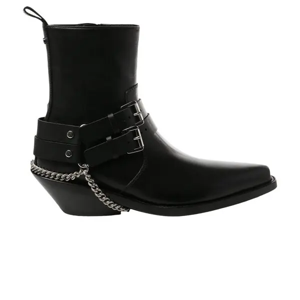 ANN DEMEULEMEESTER Buckled Chain Detail Ankle Boots