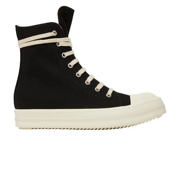 Rick Owens Strobe Cotton Denim High Top Sneakers