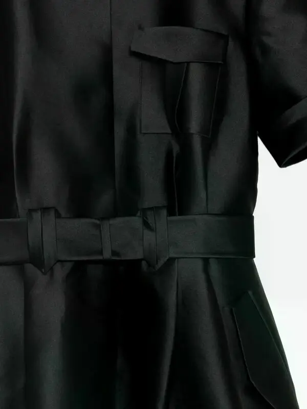 Dice Kayek Belted Satin-finish Dress