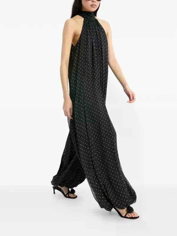 ROTATE BY BIRGER CHRISTENSEN Polka Dot Halter-neck Balloon Leg Jumpsuit