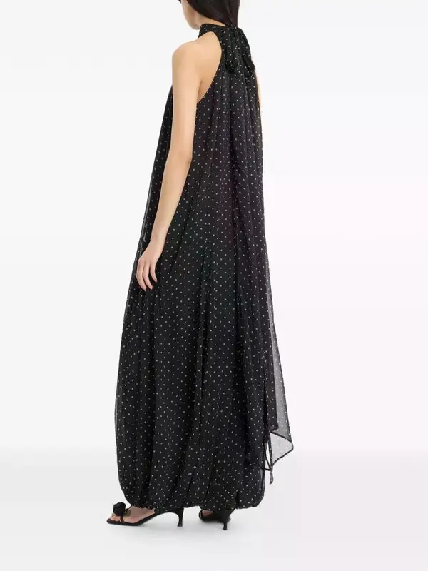 ROTATE BY BIRGER CHRISTENSEN Polka Dot Halter-neck Balloon Leg Jumpsuit