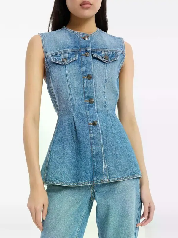 ROTATE BY BIRGER CHRISTENSEN Flared Hem Denim Vest