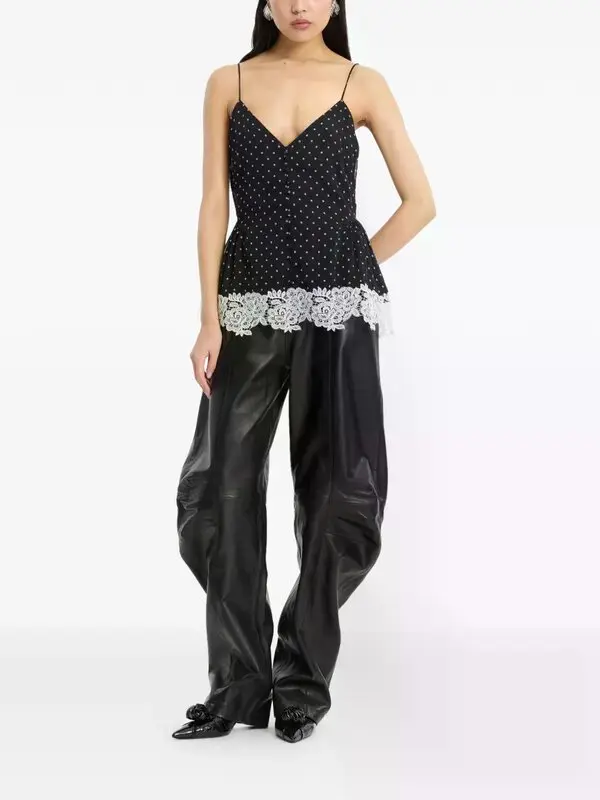 ROTATE BY BIRGER CHRISTENSEN Polka Dot Lace Trim Camisole