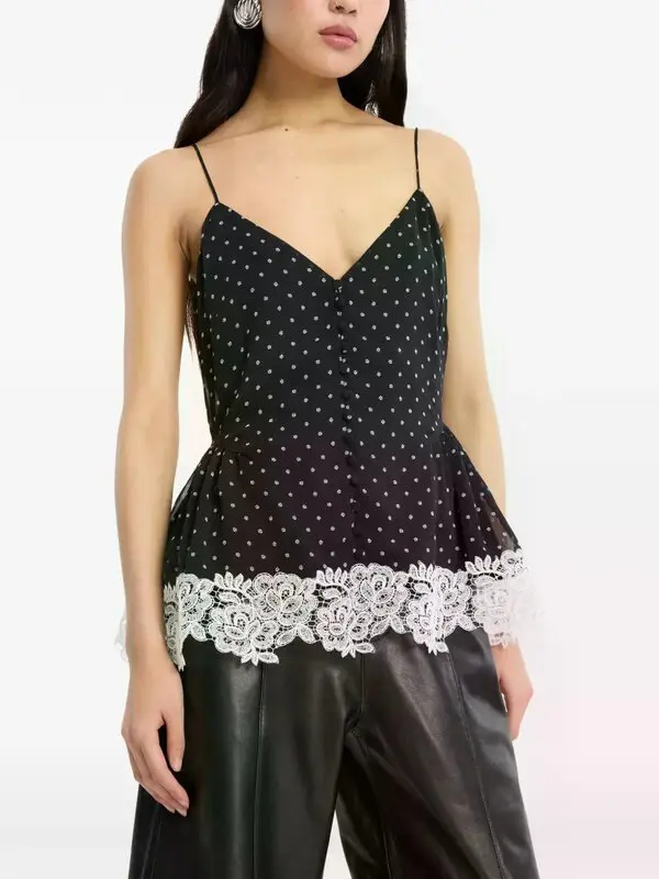 ROTATE BY BIRGER CHRISTENSEN Polka Dot Lace Trim Camisole