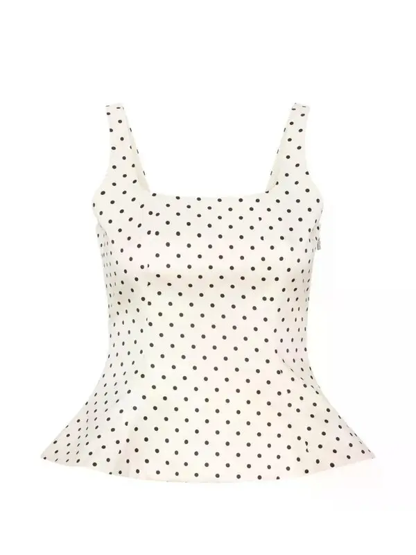 ROTATE BY BIRGER CHRISTENSEN Sleeveless Polka Dot Top - White