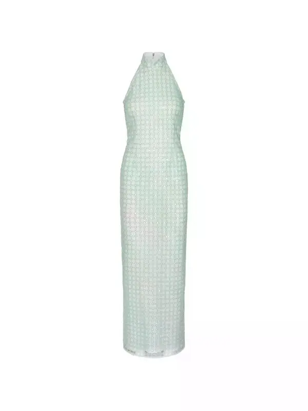 ROTATE BY BIRGER CHRISTENSEN Beaded Halterneck Maxi Dress - Green