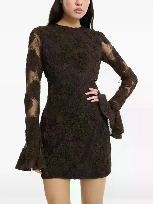 ROTATE BY BIRGER CHRISTENSEN Dark Floral Mini Dress - Brown
