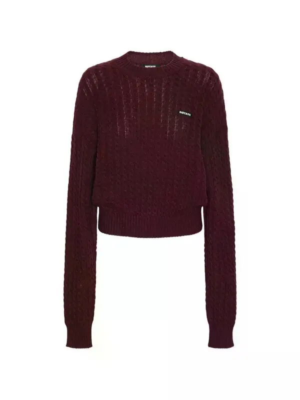 ROTATE BY BIRGER CHRISTENSEN Cable Knit Crew Neck Sweater - Red