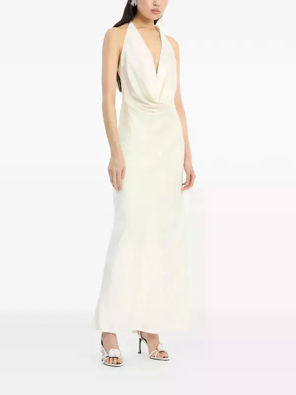ROTATE BY BIRGER CHRISTENSEN White Floral Print" Halterneck Maxi Dress