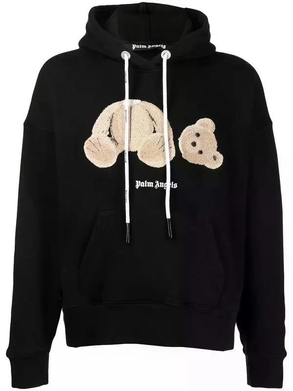 Palm Angels Bear Motif Hoodie - Black