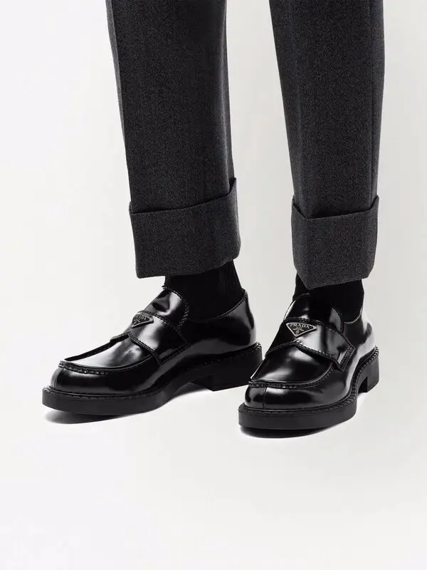 Prada Chocolate Brushed Leather Loafers