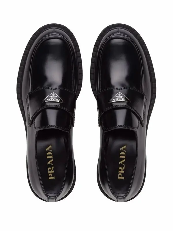 Prada Chocolate Brushed Leather Loafers
