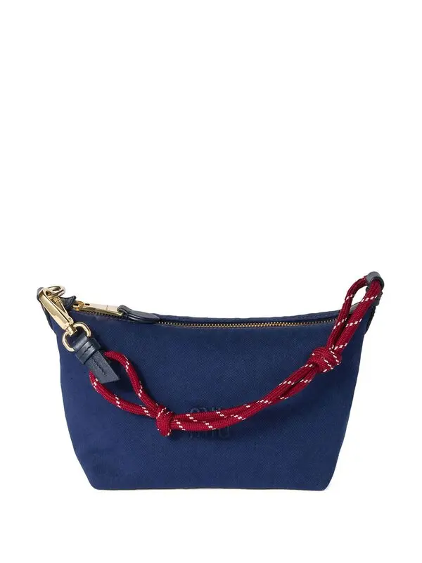 Miu Miu Gabardine Pouch With Technical Ribbon Handle And Carabiner - Blue