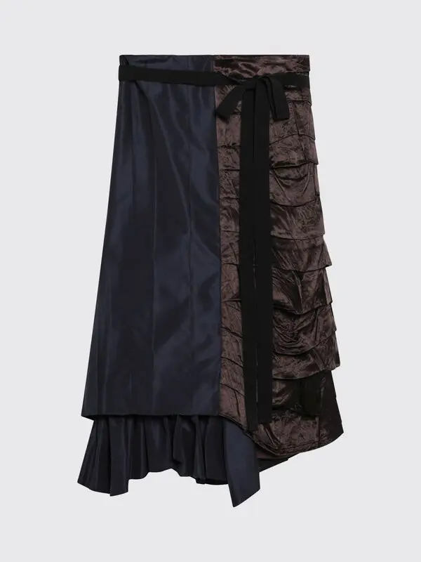 Prada Pleated Midi Skirt With Drawstring Waist - Blue