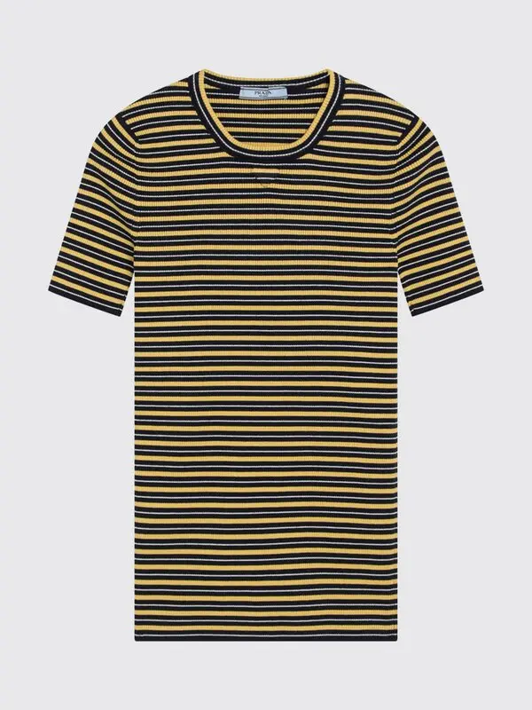 Prada Striped Ribbed Knit Pullover